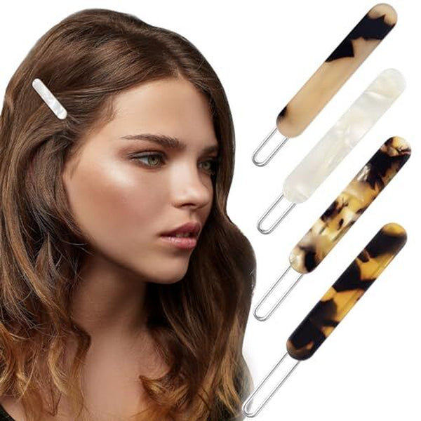 Set of 4 Tortoise Shell French Barrettes for Fine Hair - 2 Inch Clips ...